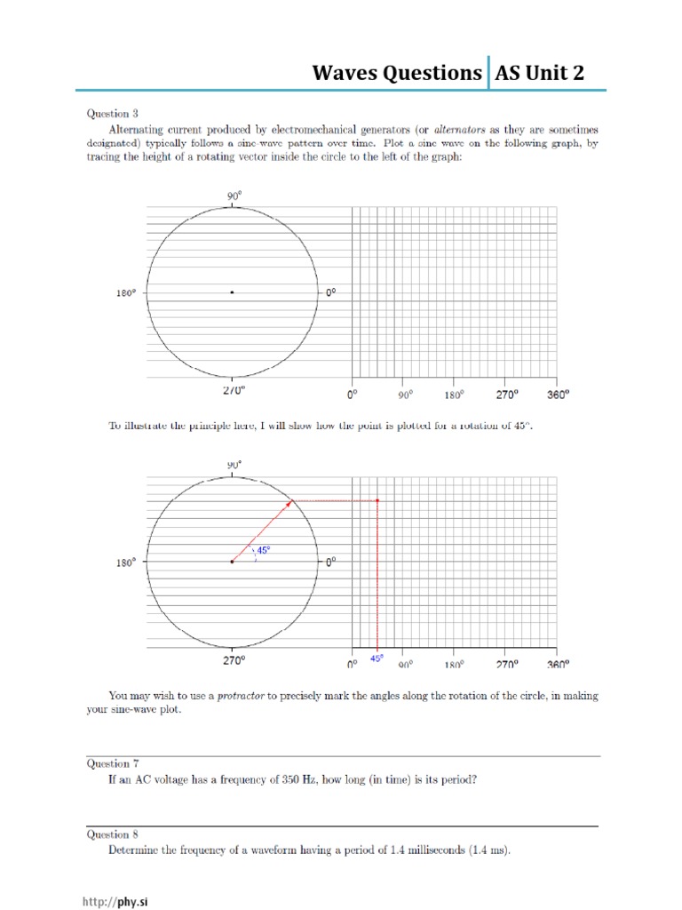 Waves Questions AS Unit 2: Phy - Si | PDF