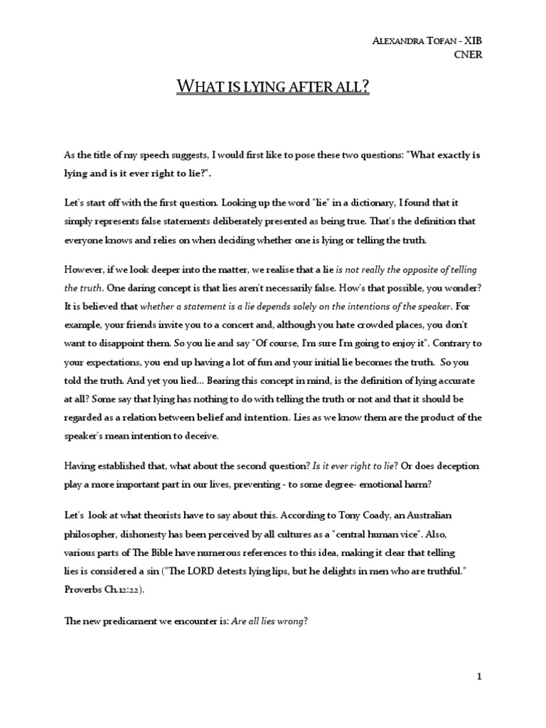 The Ethics of Lying Explained | PDF | Lie | Deception