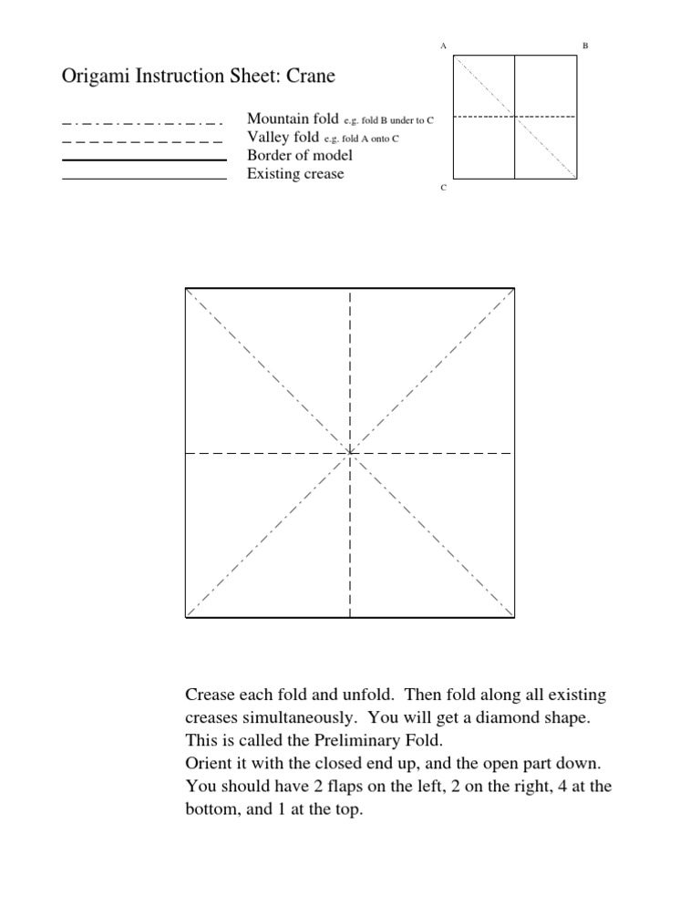 Origami Instruction Sheet: Crane | PDF