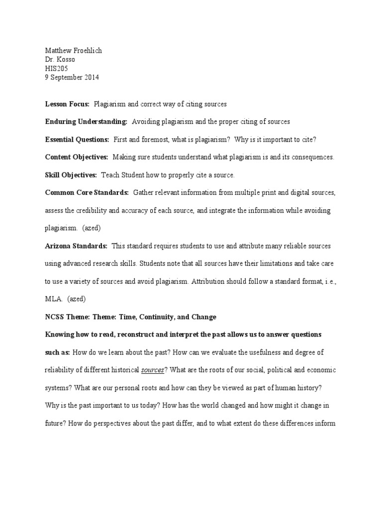 Lesson Plan Plagiarism | PDF | A Manual For Writers Of Research Papers | Plagiarism