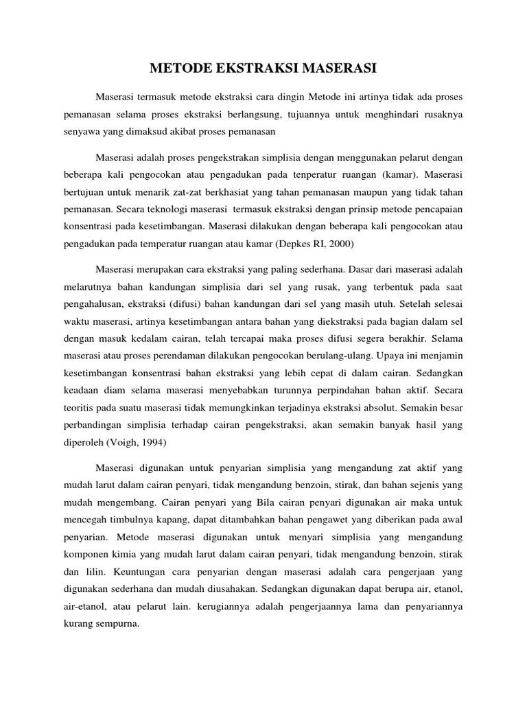 Metode Ekstraksi Maserasi | PDF
