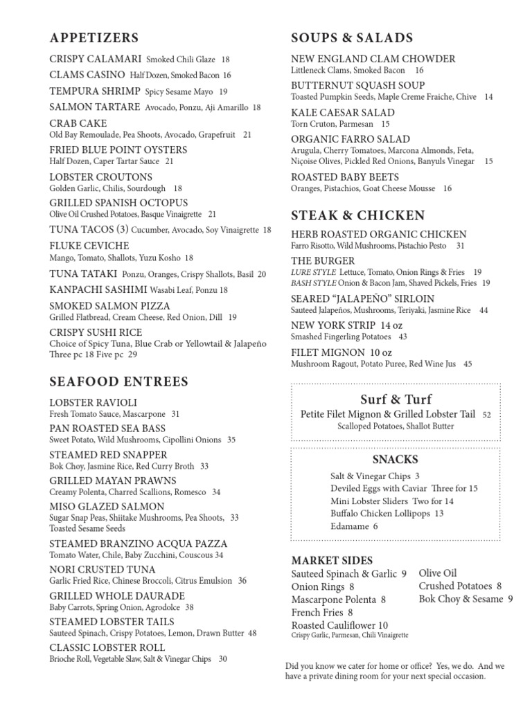 Soups & Salads Appetizers: Choice of Spicy Tuna, Blue Crab or ...