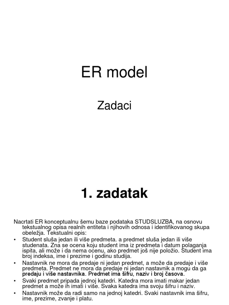 ER Model Zadaci PDF | PDF