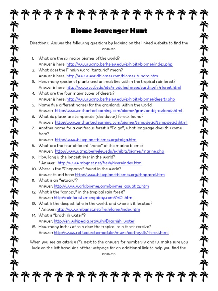 Biome Scavenger Hunt Guide | PDF | Rainforest | Forests