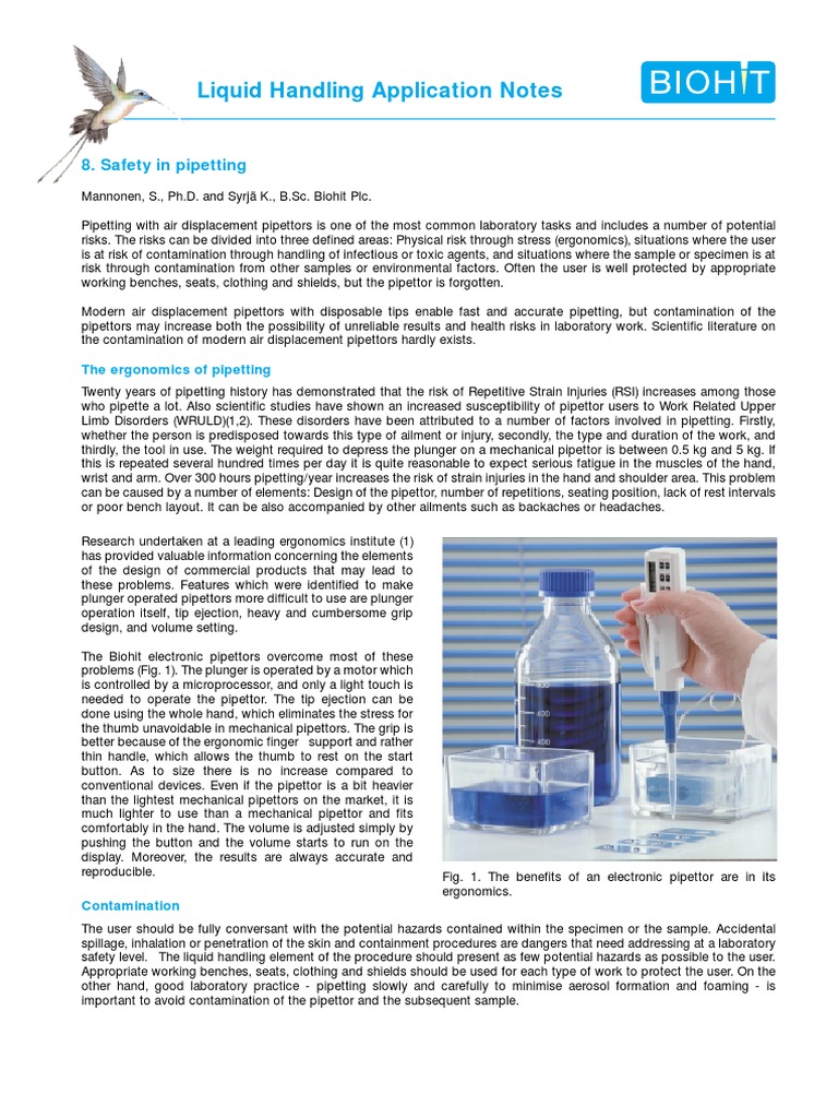 Safety in Pipetting | PDF | Wellness | Medical