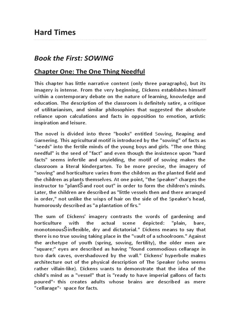 Hard Times Analysis | PDF | Charles Dickens