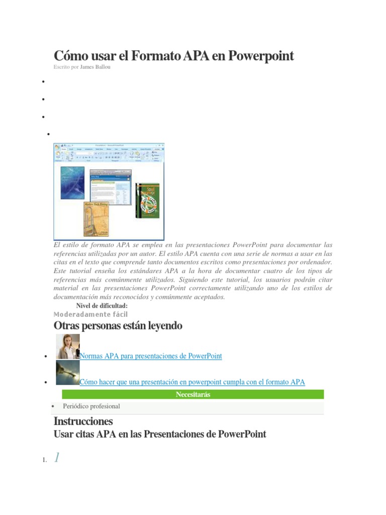Cómo Usar El Formato APA en Powerpoint | PDF | Microsoft PowerPoint ...
