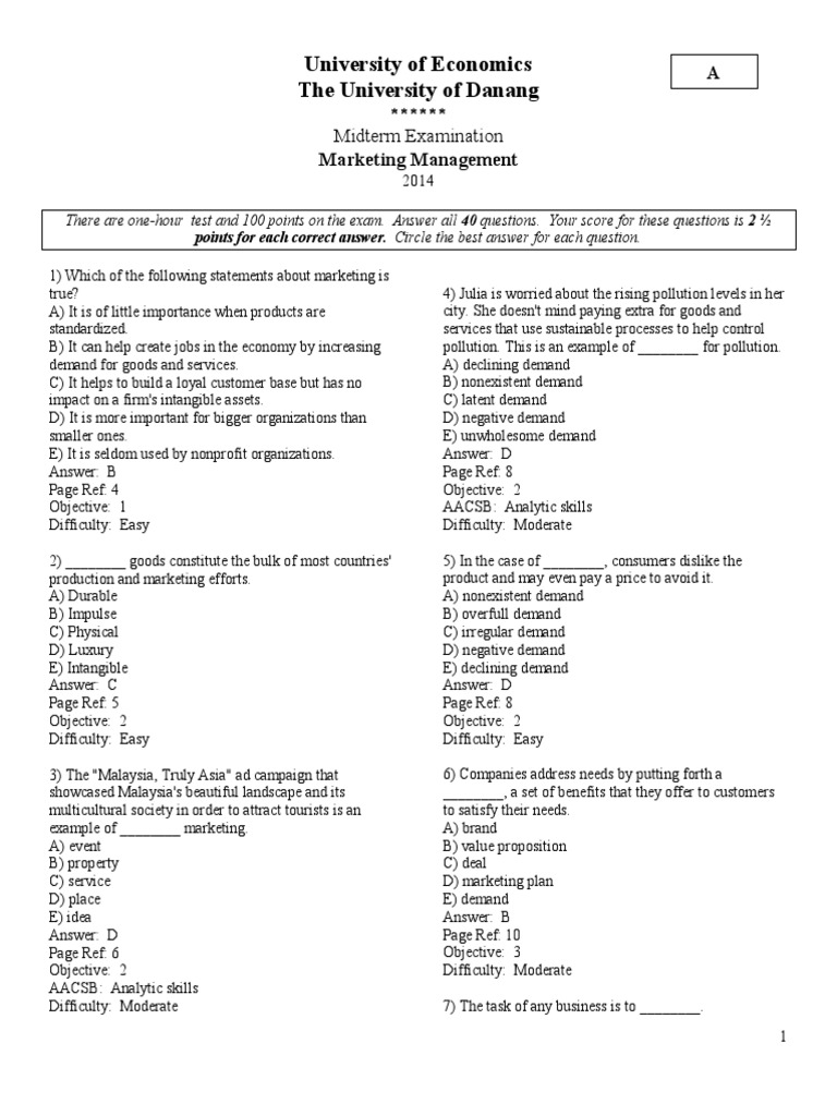 Marketing Exam for Students | PDF | Market Segmentation | Marketing
