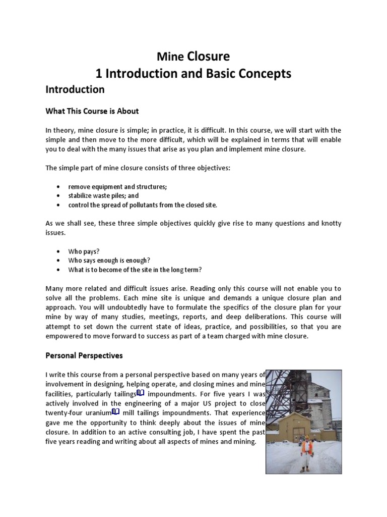 Final Mine Closure Plan Overview | PDF | Mining | Sustainability