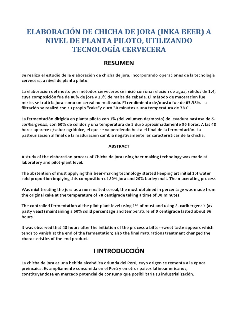 Paper Chicha de Jora | PDF | Cerveza | Enzima
