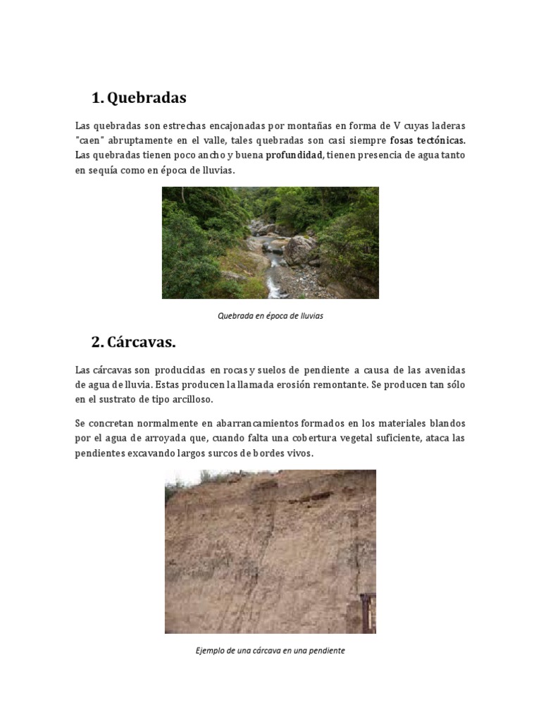 Quebrada | PDF | Roca (geología) | Geografía Física