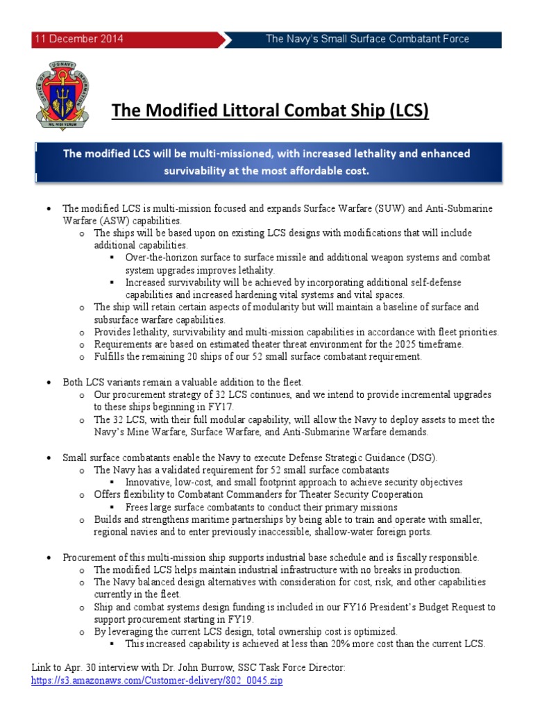 Modified LCS Fact Sheet-2 | PDF | Military Science | Military Technology