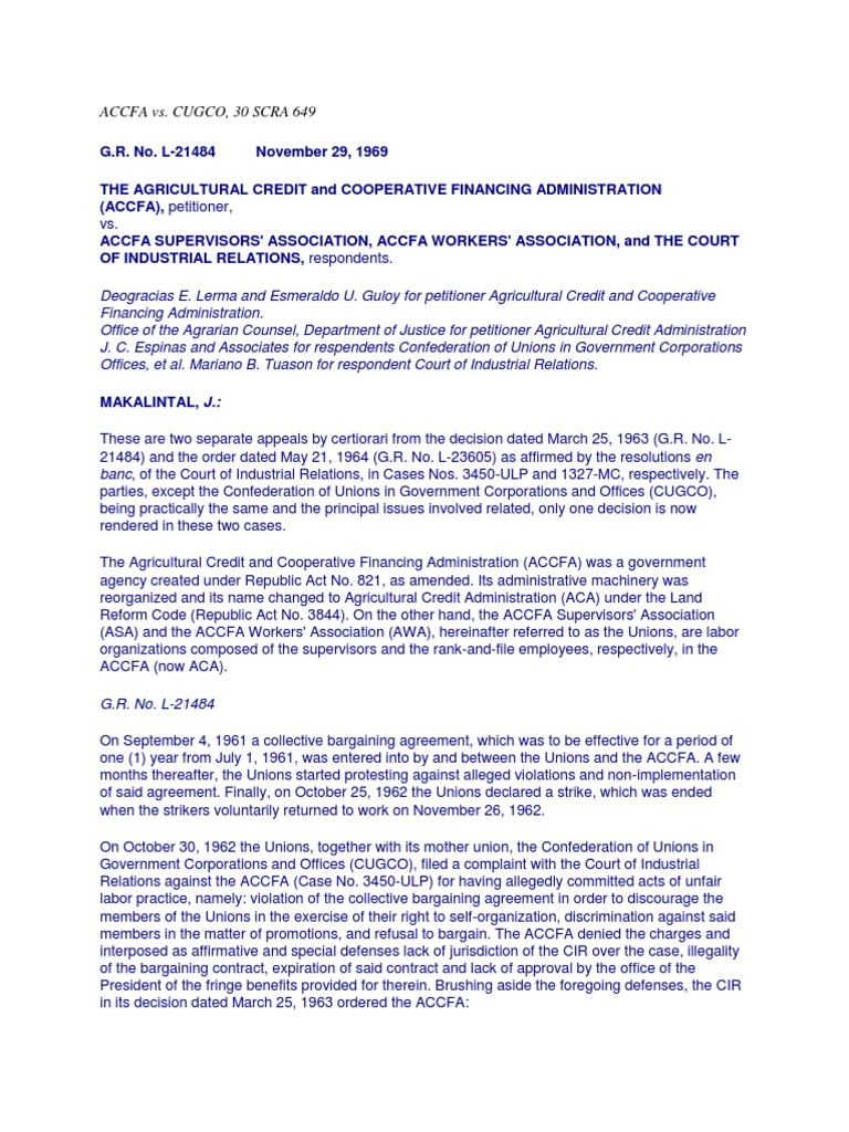 Accfa vs. Cugco, 30 Scra 649 | PDF | Strike Action | Trade Union