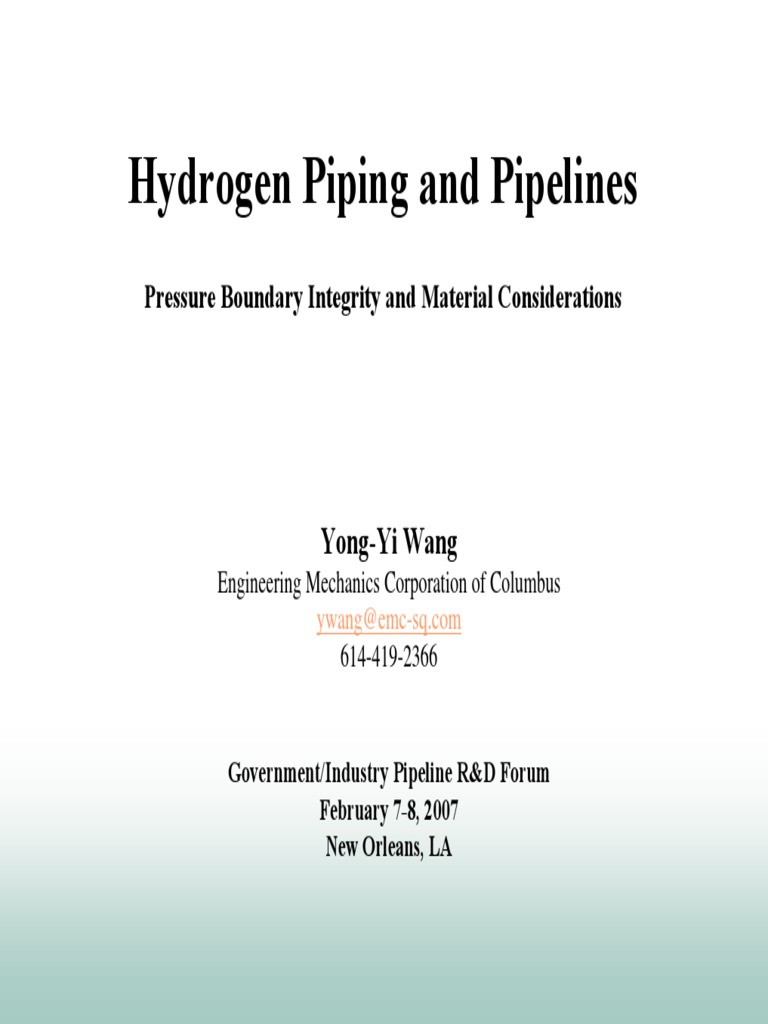 Hydrogen Pipeline Integrity and Safety | PDF | Science & Mathematics