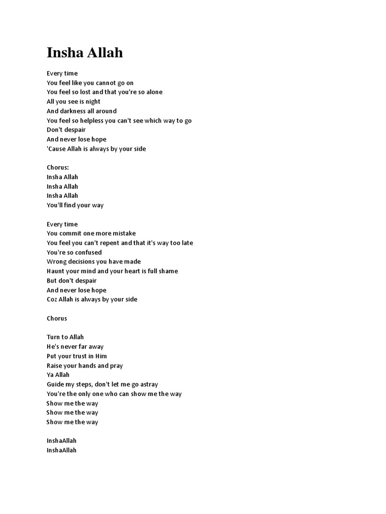 Insha Allah | PDF | Religious Behaviour And Experience | Abrahamic ...