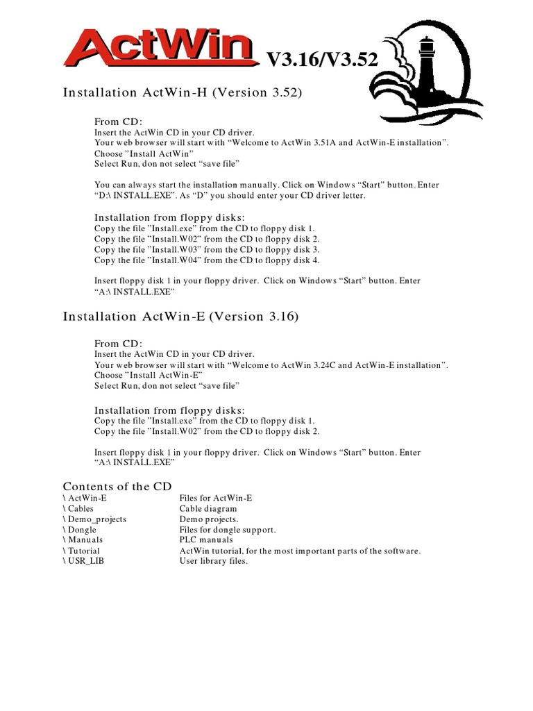ActWin Software Installation Guide | PDF | Installation (Computer ...