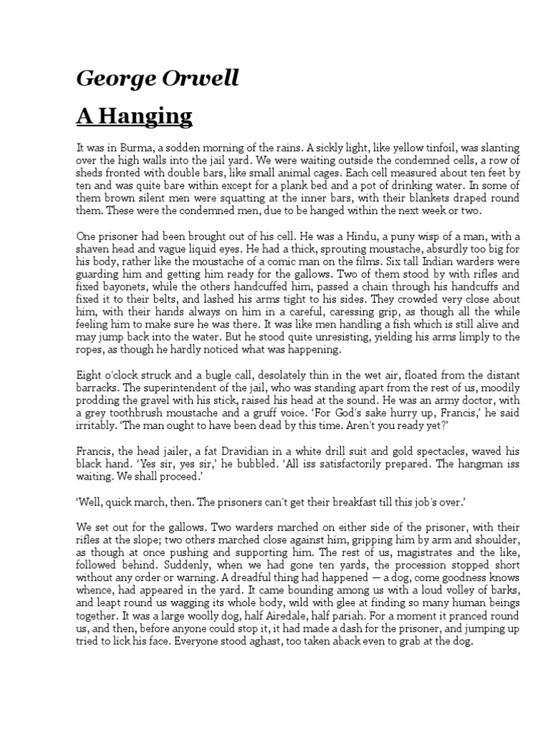 A Hanging - George Orwell | PDF | Handcuffs | Hanging