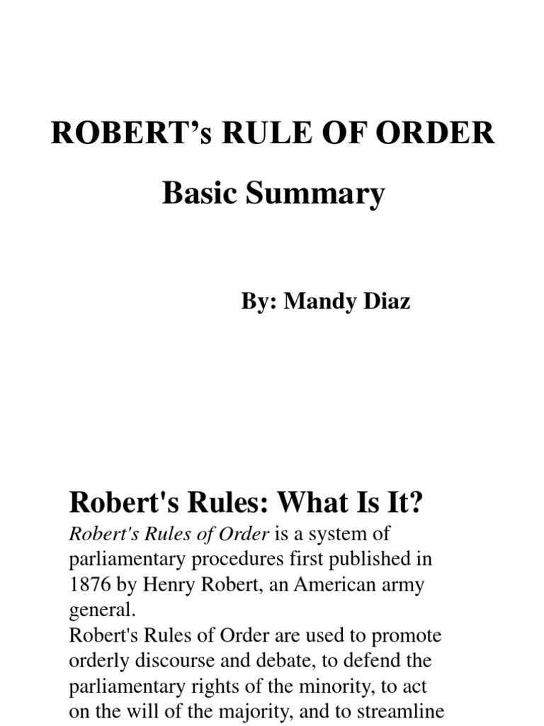 Roberts Rule of Order | PDF | Agenda (Meeting) | Committee