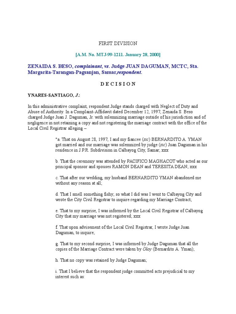 25-Beso vs Daguman | Marriage | Judge