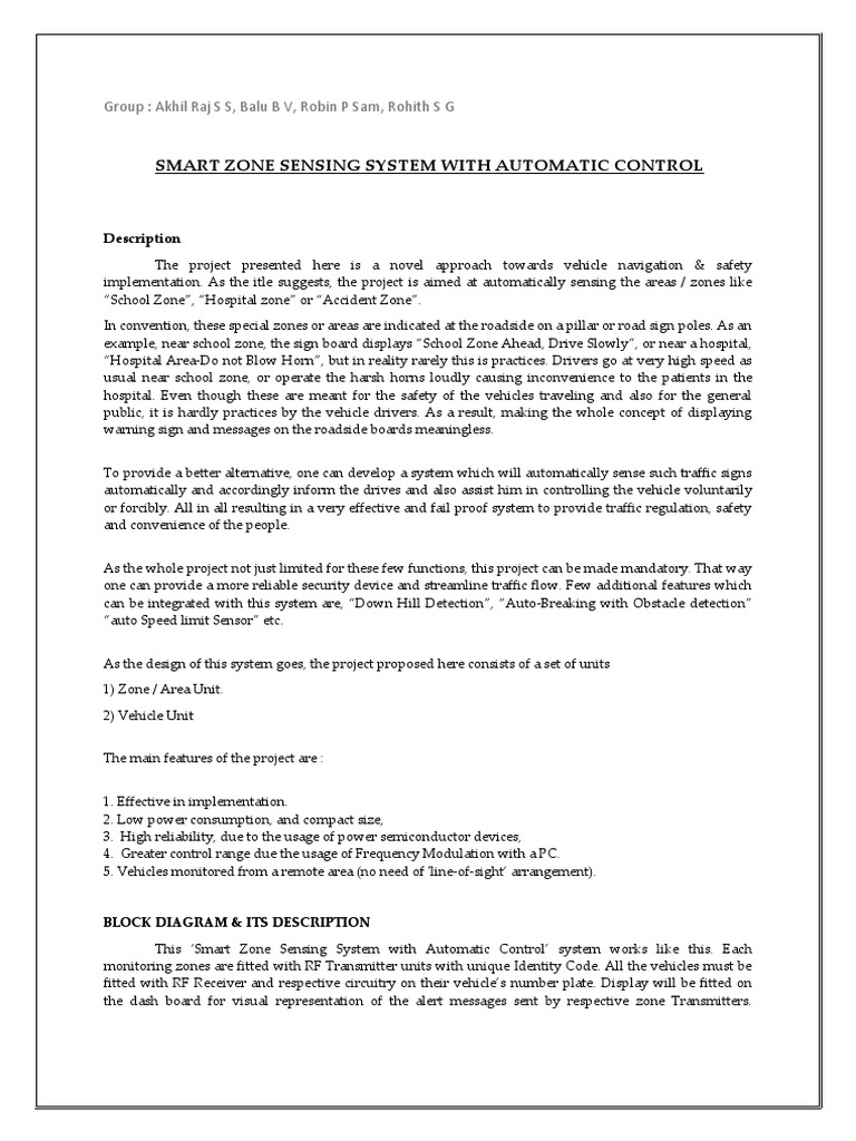Smart Zone Sensing System With Automatic Control | PDF | Traffic ...