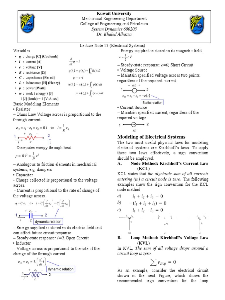 Electrical Systems Modeling Basics | PDF | Series And Parallel Circuits ...