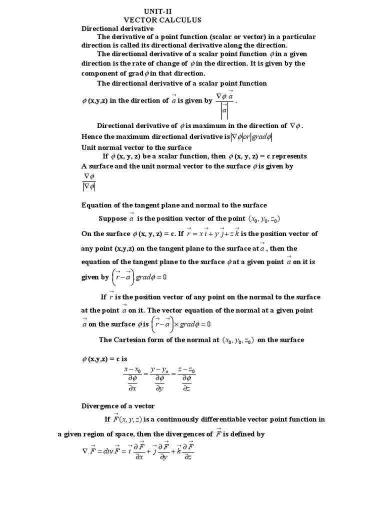Vector Calculus | PDF | Trigonometric Functions | Divergence