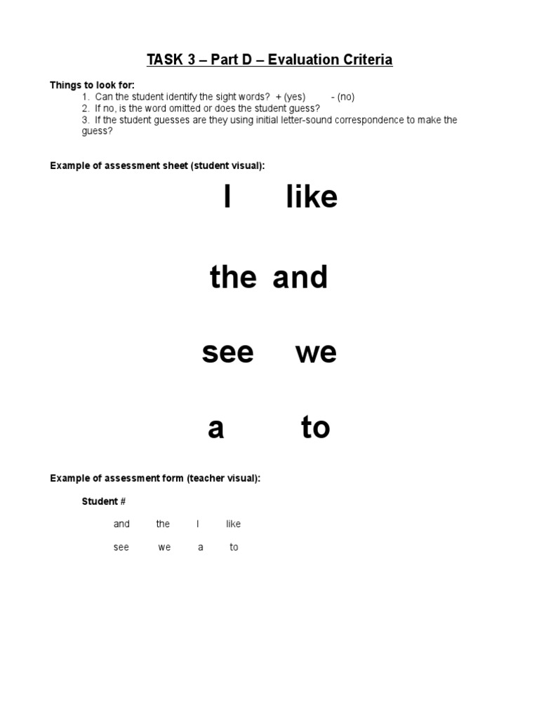 Task 3 Part D - Evaluation Criteria | PDF | Applied Psychology ...