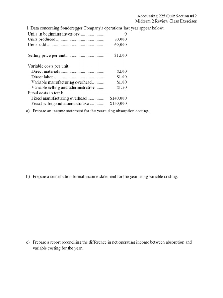 QS12 - Midterm 2 Review | PDF | Inventory | Cost Of Goods Sold