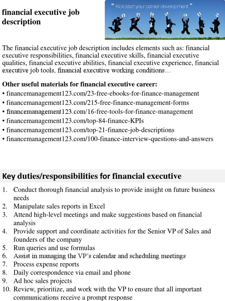 Financial Executive Job Description | PDF | Employment | Competence ...