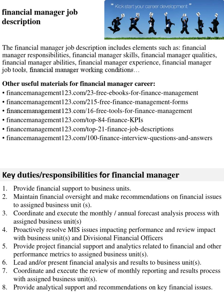 Financial Manager Job Description | PDF | Financial Adviser ...