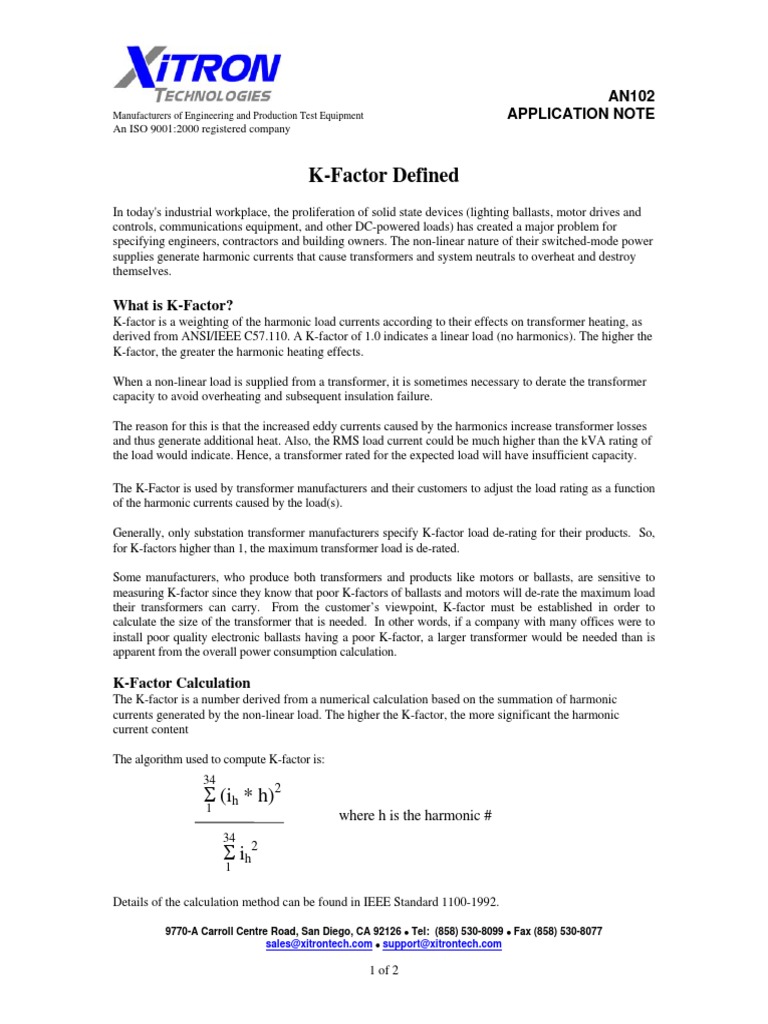 K Factor Calculation 5787 | PDF