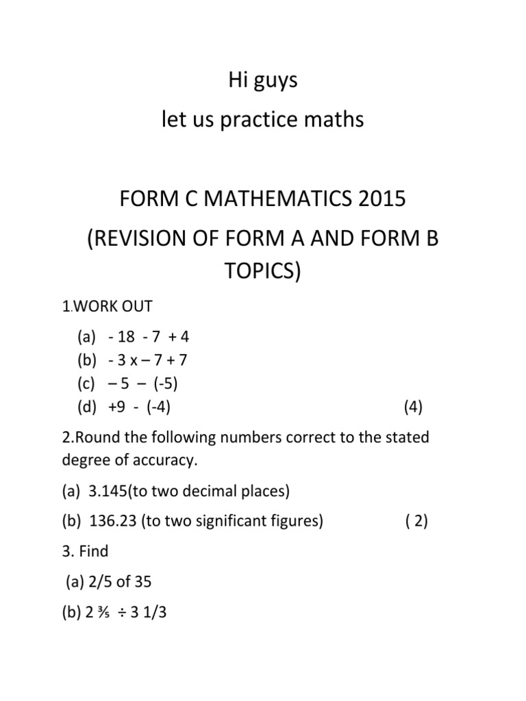 Primary 2 Mathematics Practice Exercises | PDF