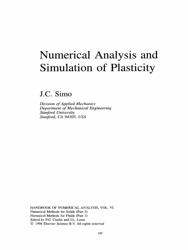 Numerical Analysis and Simulation of Plasticity | PDF | Elasticity ...