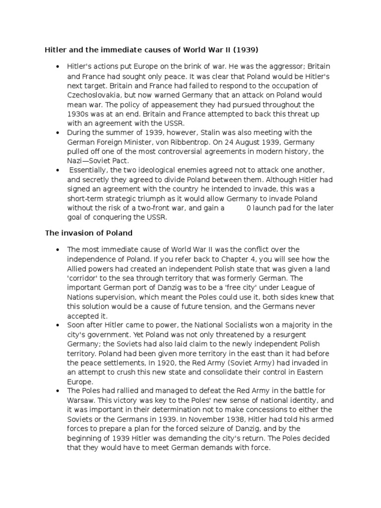 Hitler and The Immediate Causes of World War II | PDF | Nazi Germany ...