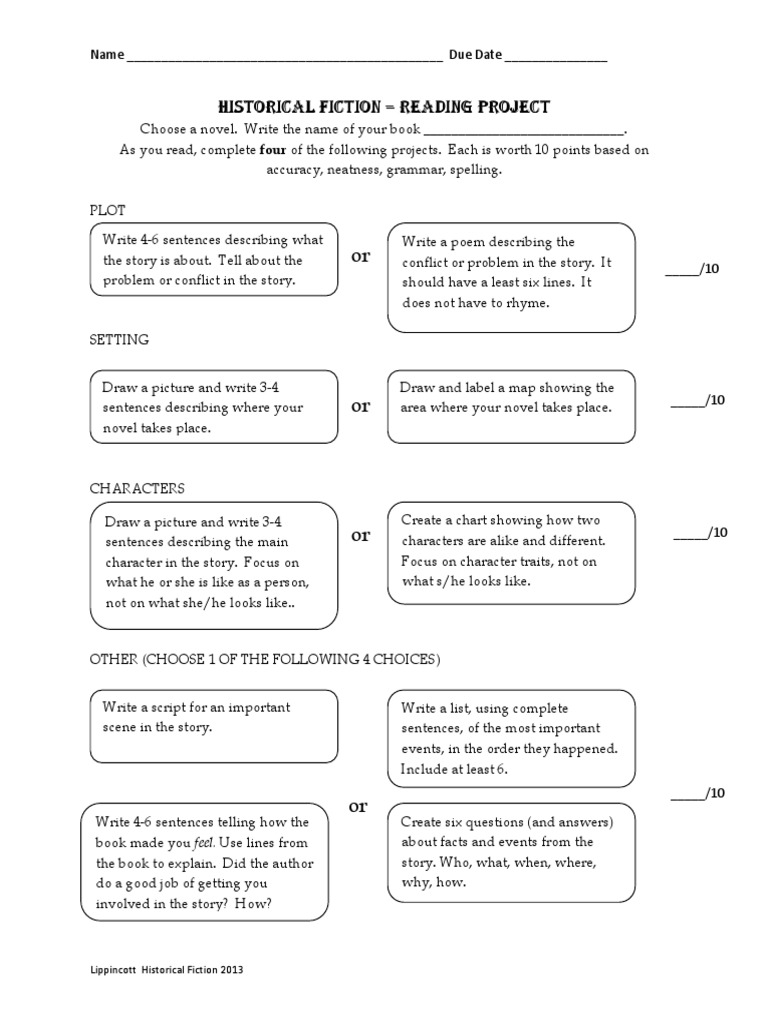 Historical Fiction Reading Project Guide | PDF | Poetry