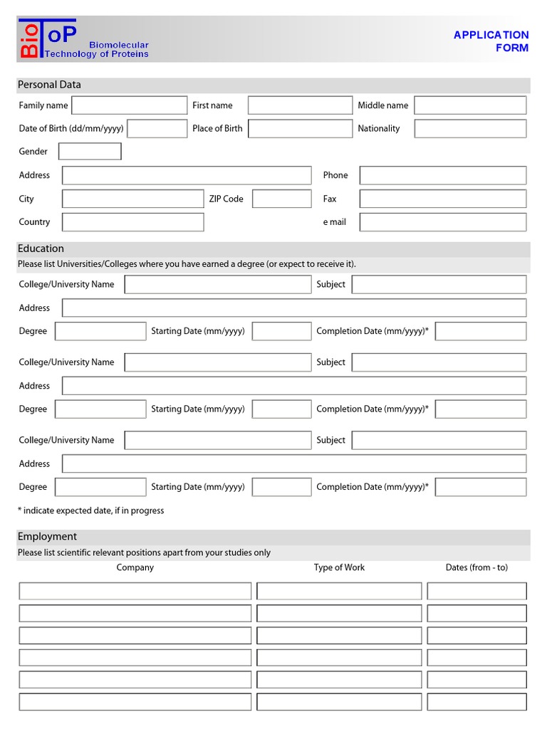 Personal Data: Application Form | Download Free PDF | Thesis | Academic ...
