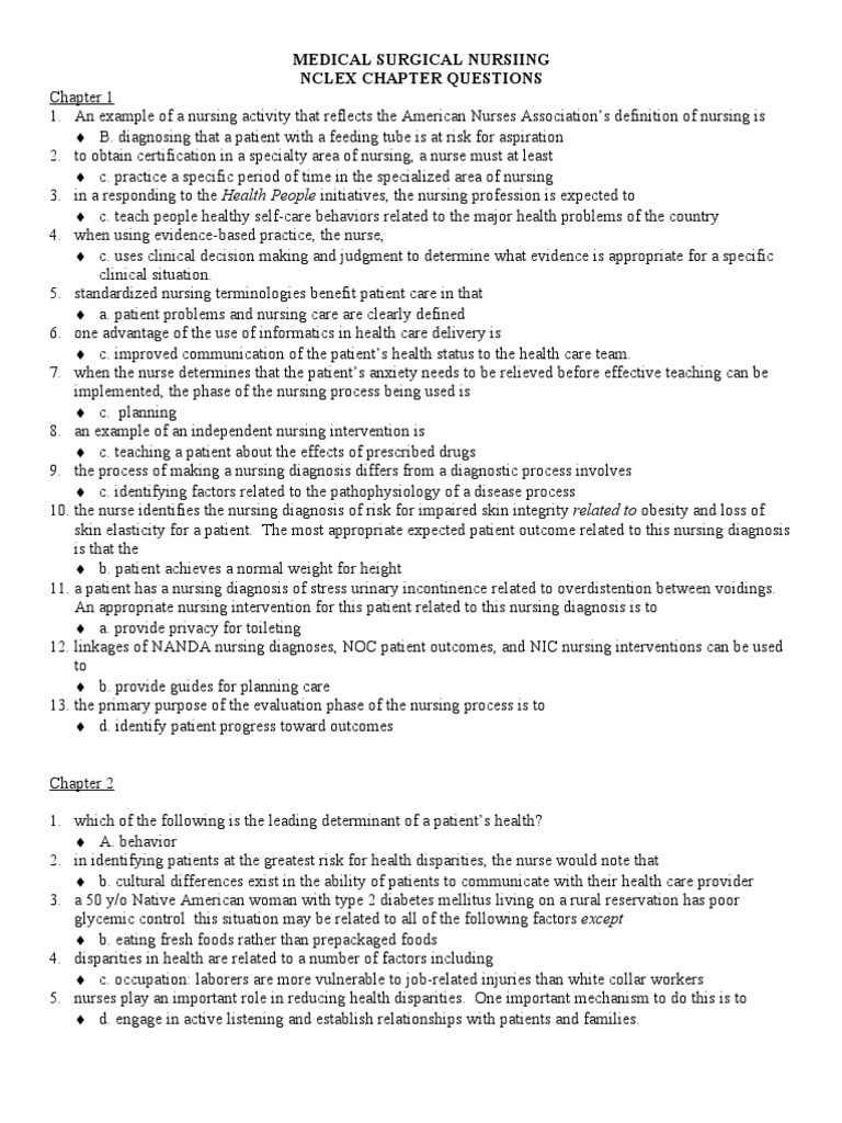 Med Surg Chap Questions | PDF | Cancer | Nursing