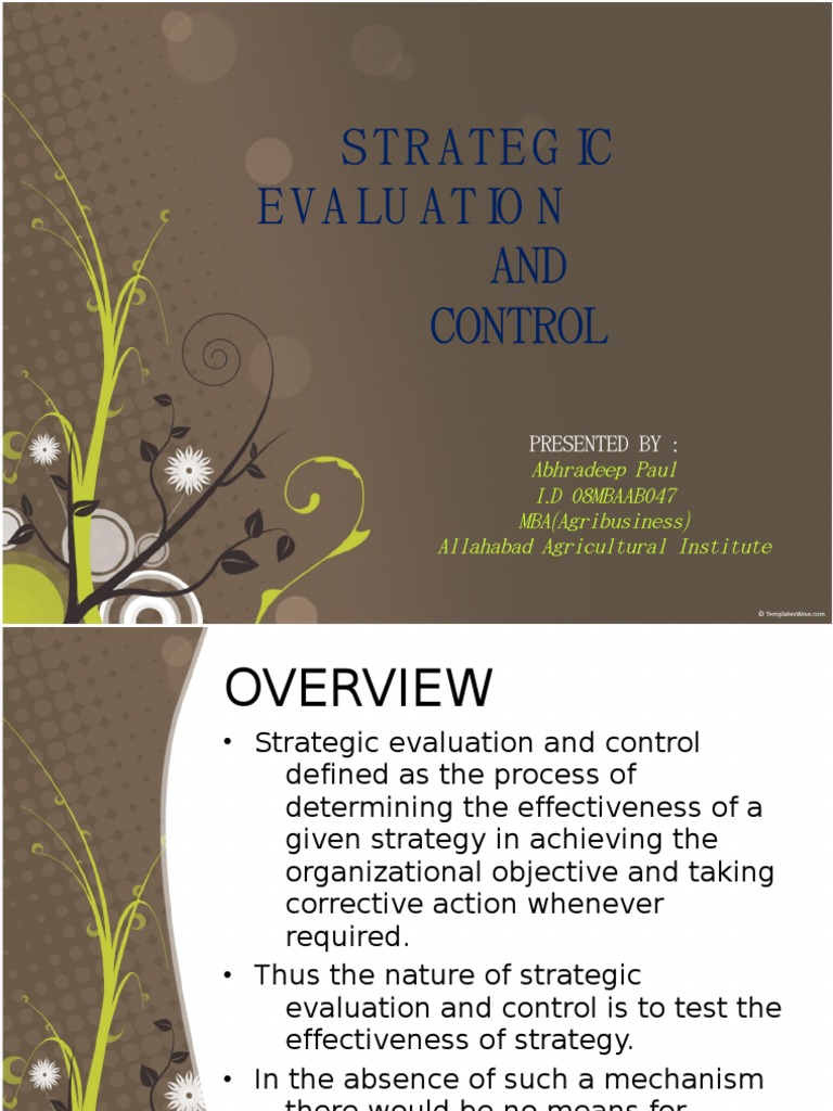 Strategic Evaluation AND Control:: Presented by | PDF | Strategic ...