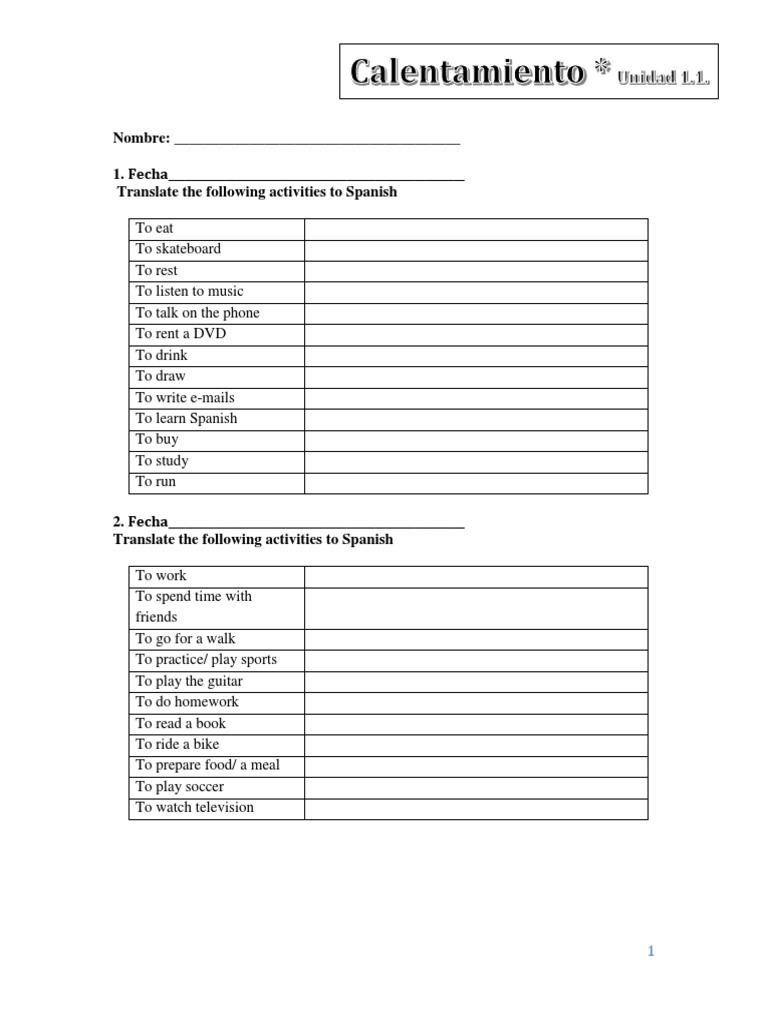 Avancemos Unidad 1.1. | PDF | Grammatical Conjugation | Verb