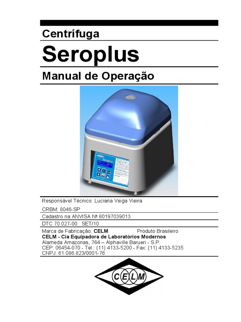 Manual Seroplus PDF | PDF | Centrifugação | Centrífuga