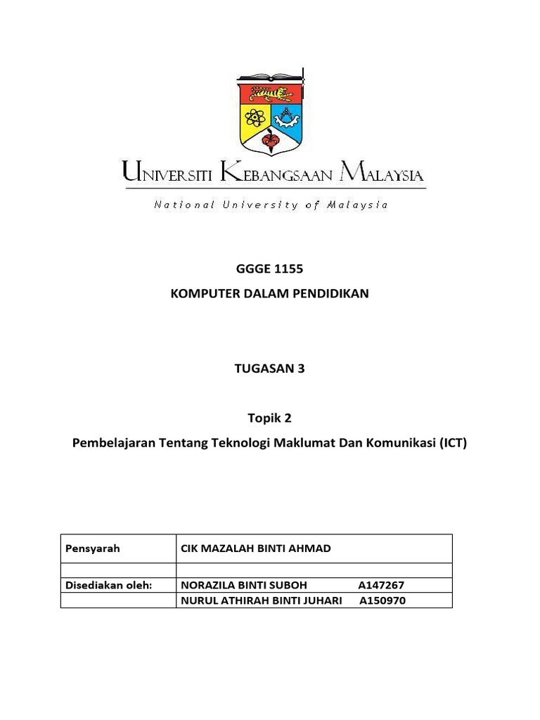 Tugasan 3-Pembelajaran Tentang Teknologi Maklumat Dan Komunikasi Ict | PDF