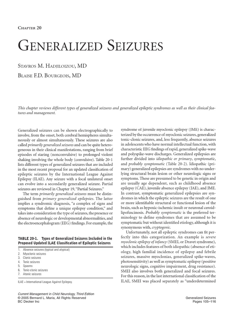 Generalized Seizures | PDF | Epilepsy | Episodic And Paroxysmal Disorders
