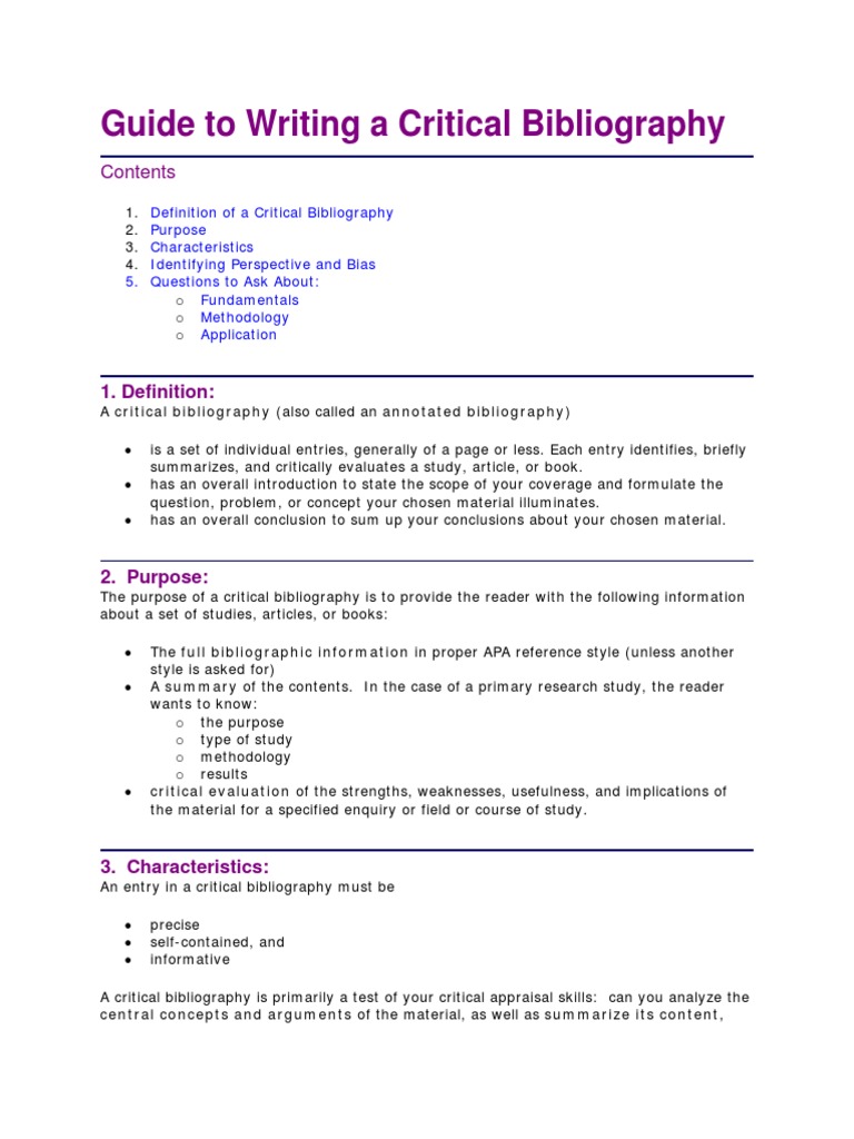 How To Write Critical Bibliography | PDF | Bibliography | Evaluation