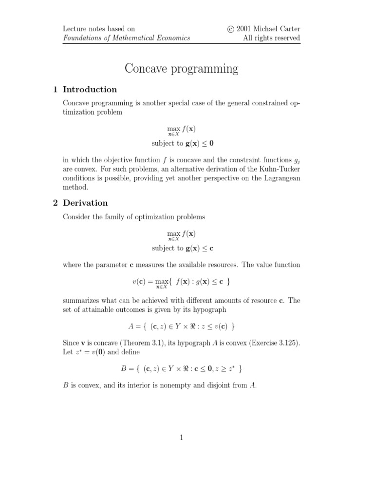 Concave Programming | PDF | Mathematical Economics | Mathematical ...