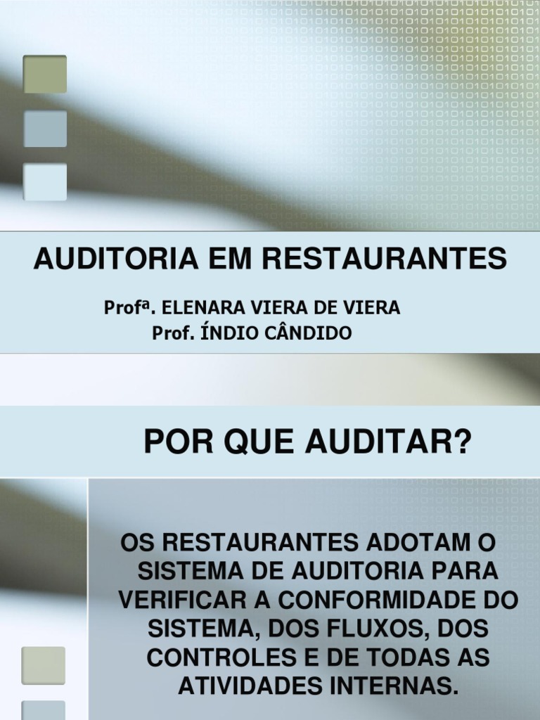 Auditoria Eficaz em Restaurantes | PDF | ISO 9000 | Qualidade (negócios)