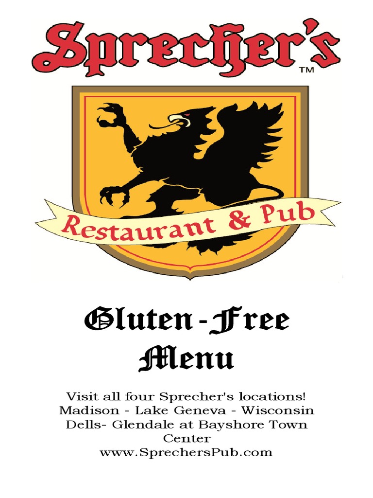 Sprecher's Gluten Free Menu | PDF | Hamburgers | Salad