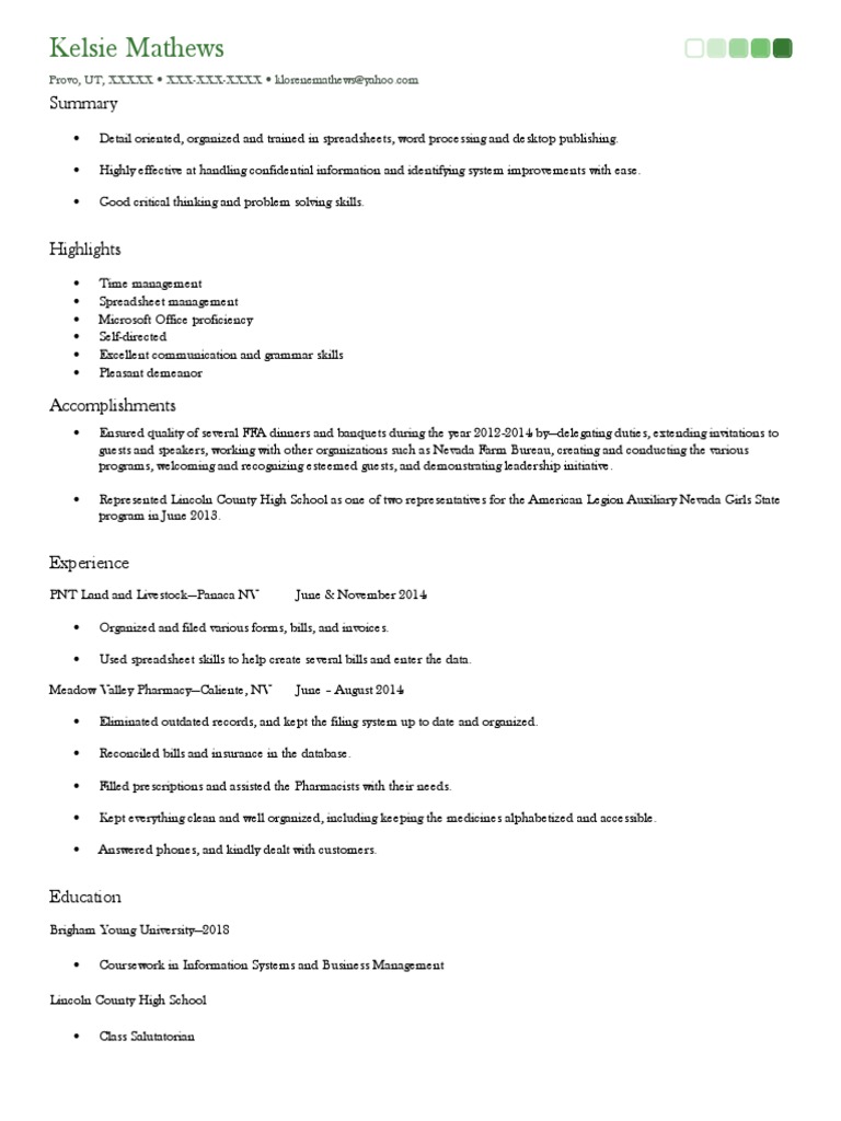 Kelsie Mathews: Provo, UT, XXXXX | PDF | Career & Growth | Business
