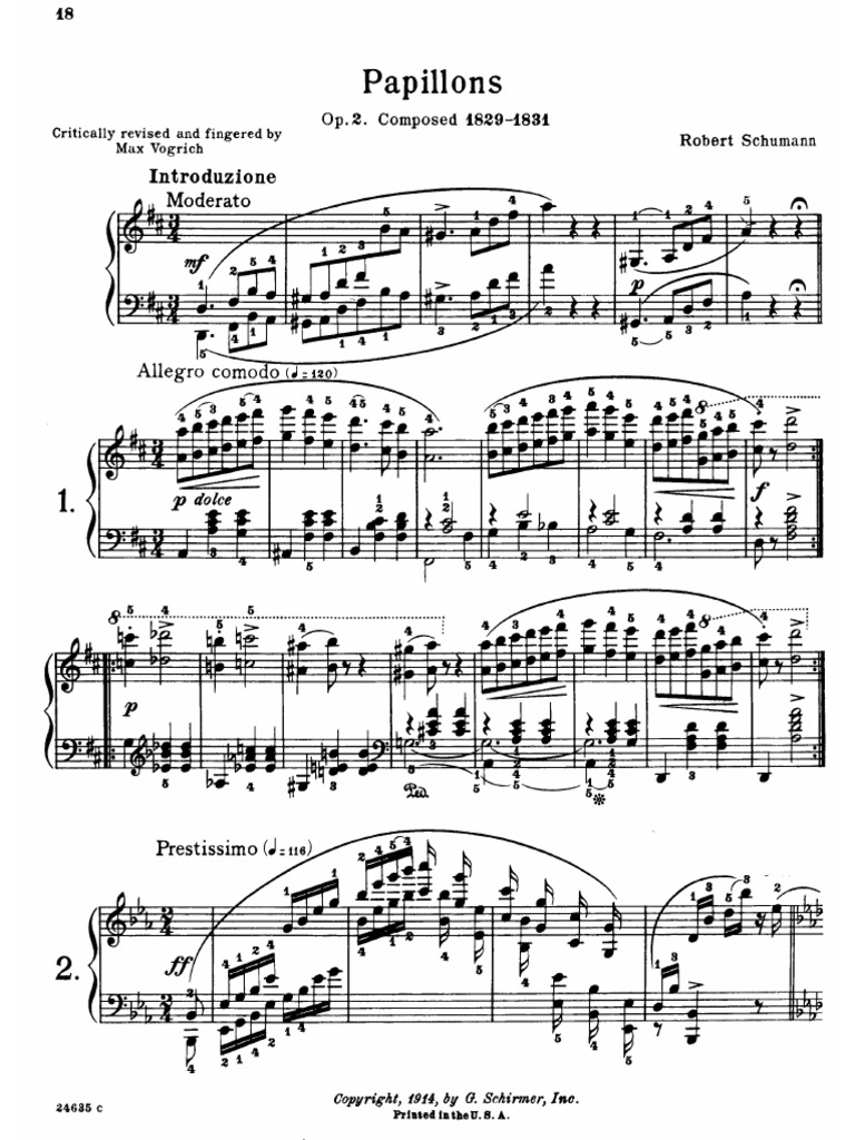 Schumann Papillons Op 2 Schirmer Vogrich | PDF