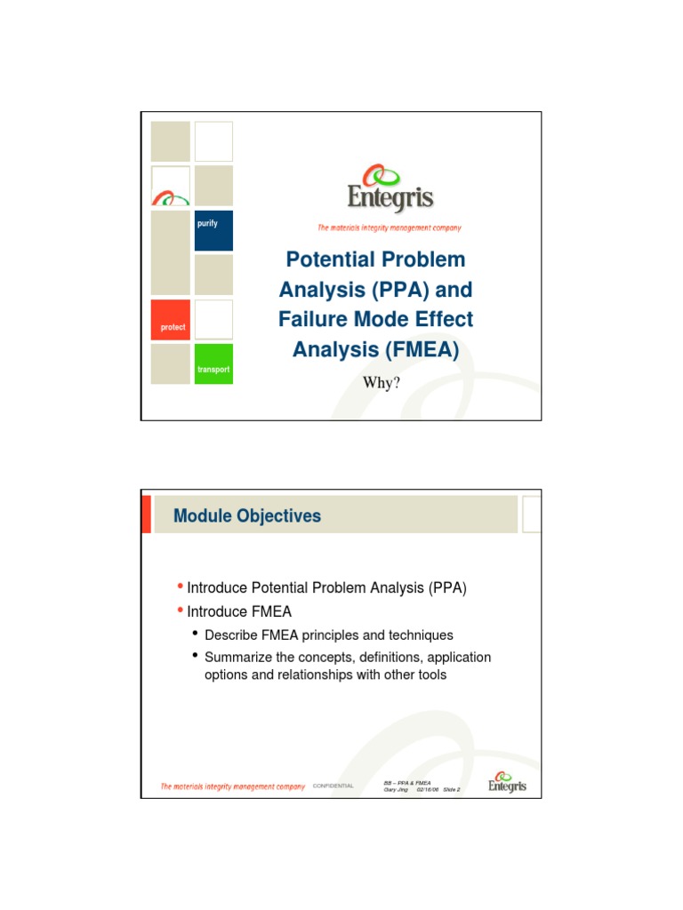 Potential Problem Analysis (PPA) and Failure Mode Effect Analysis (FMEA ...