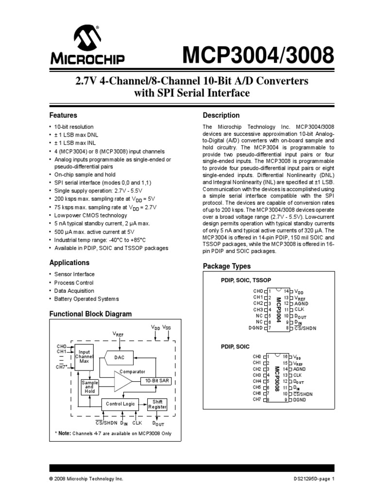 Mcp3008 Datasheet | PDF